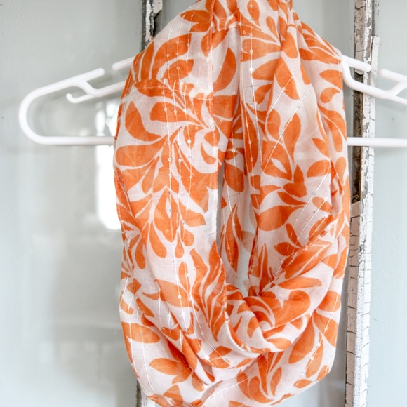 Charming Charlie | Accessories | Coral And White Floral Infinity Scarf ...